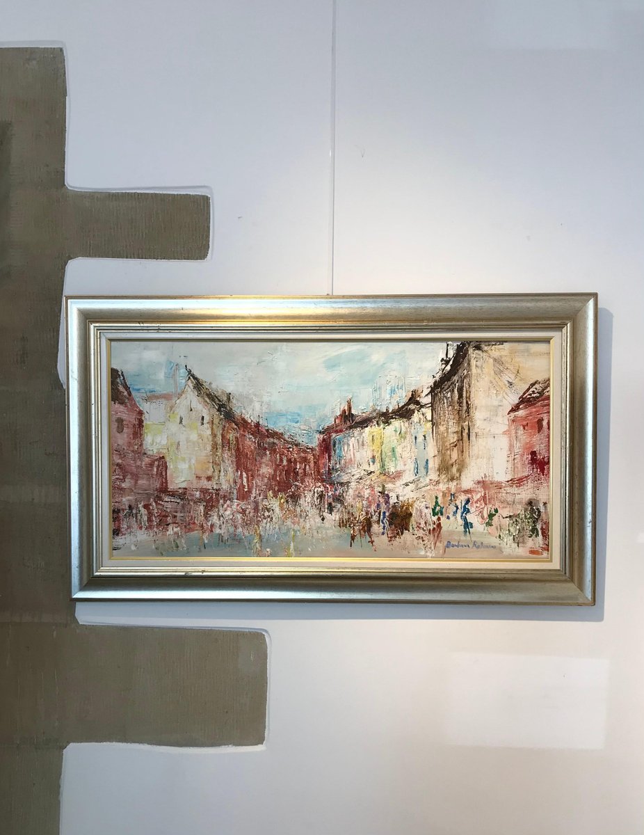 Barbara Robinson, Village Square, Coggeshal, Oil on Canvas for sale at ...