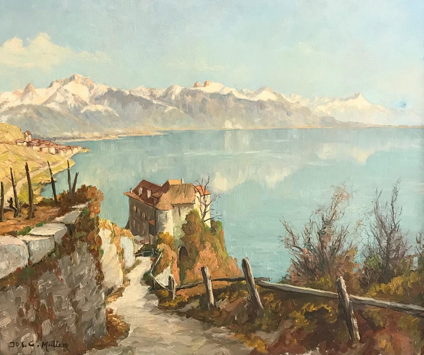 Joseph G. Muller, Castle View, Oil on Canvas for sale at Pamono
