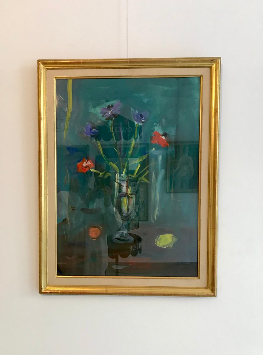 Alexandre Rochat, Anemones in a Glass Vase, Gouache for sale at Pamono