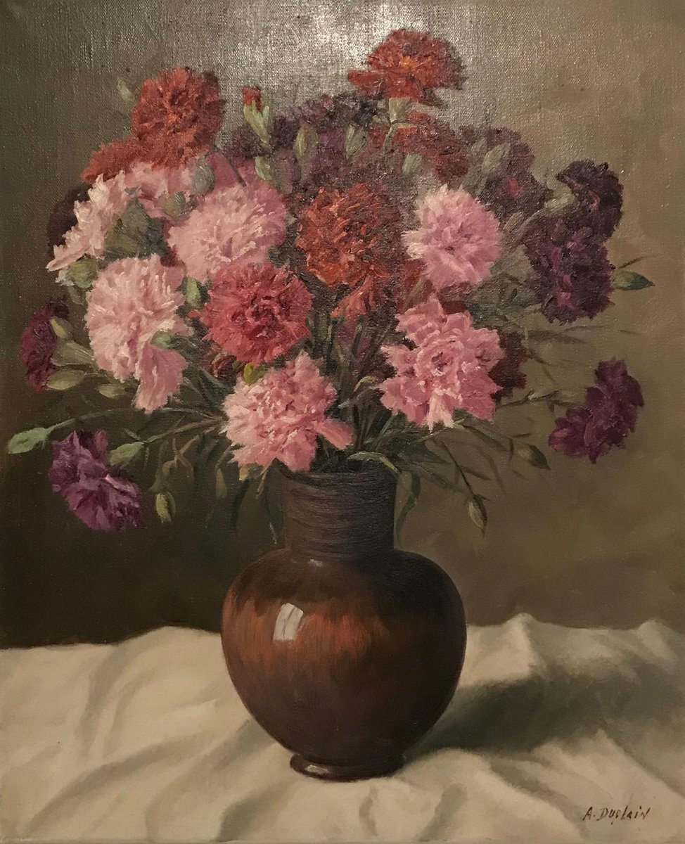 Albert Duplain, Bouquet of Flowers, Oil on Canvas, 1960s for sale at Pamono