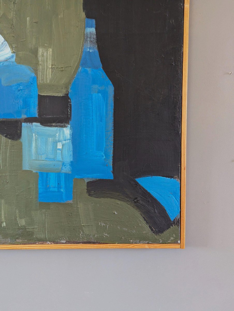 Blue Forms Abstract, 1950s, Oil Painting, Framed for sale at Pamono
