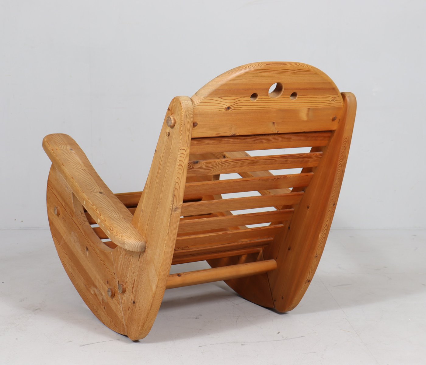 Brutalist Pine Rocking Chair from Wasa Möbel, 1990s for sale at Pamono