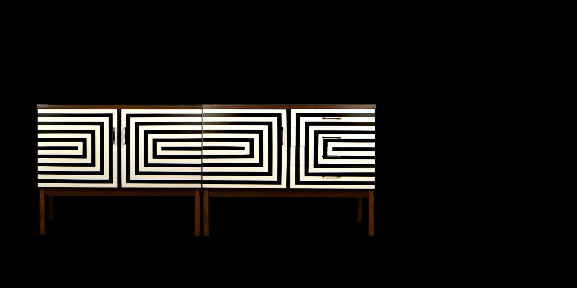 Modular Cabinet with Op Art Motif, Poland, 1970s for sale at Pamono