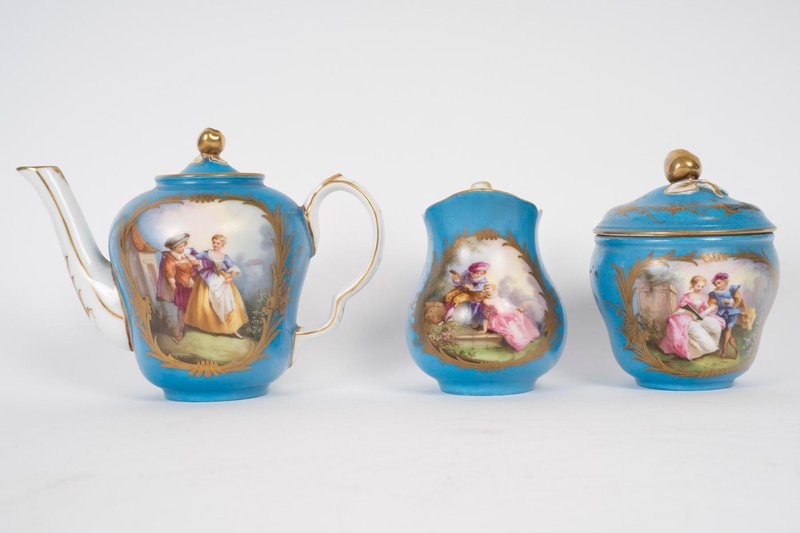 19th Century Napoleon III Sèvres Porcelain Tea, Set of 6 for sale at Pamono