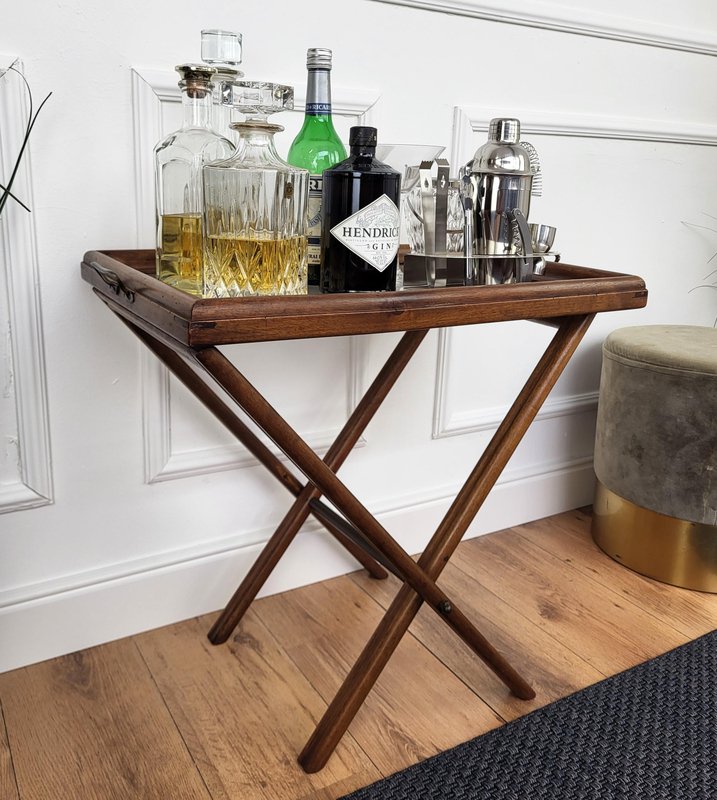 Italian Wooden Folding Serving Table, 1970s for sale at Pamono