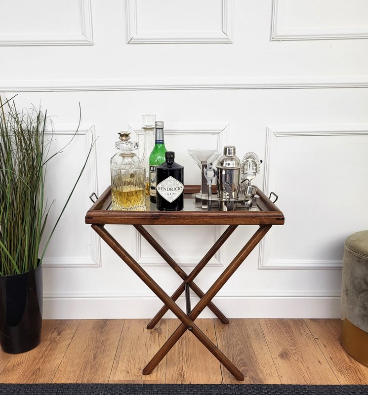Italian Wooden Folding Serving Table, 1970s for sale at Pamono