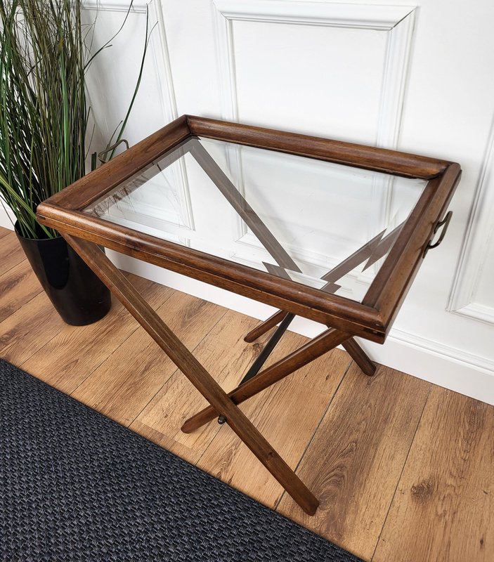 Italian Wooden Folding Serving Table, 1970s for sale at Pamono