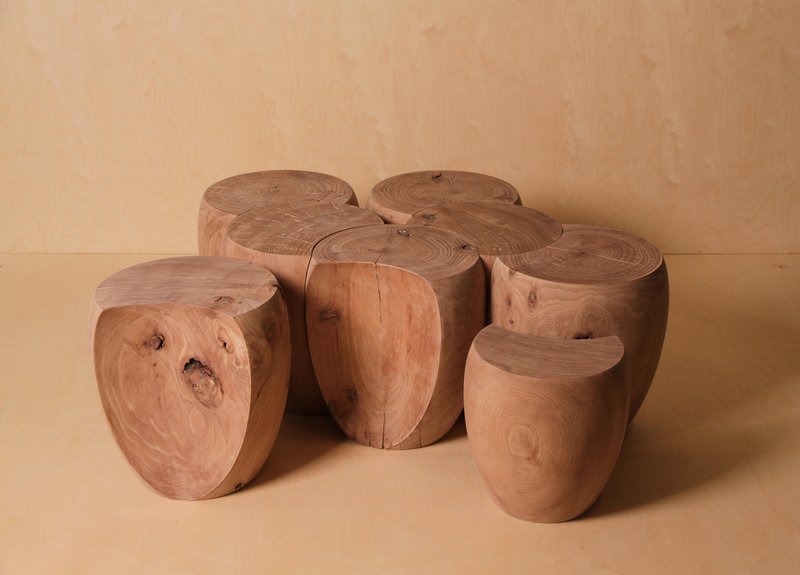 Wood Drops Sculptures Stools by Veronica Mar, Set of 5 for sale at Pamono