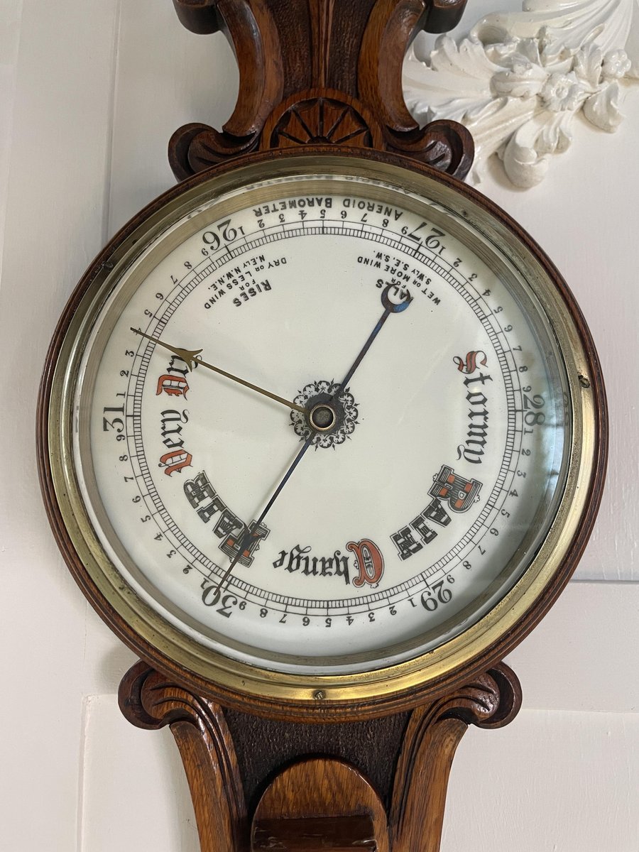 Victorian Carved Walnut Banjo Barometer, 1860s for sale at Pamono