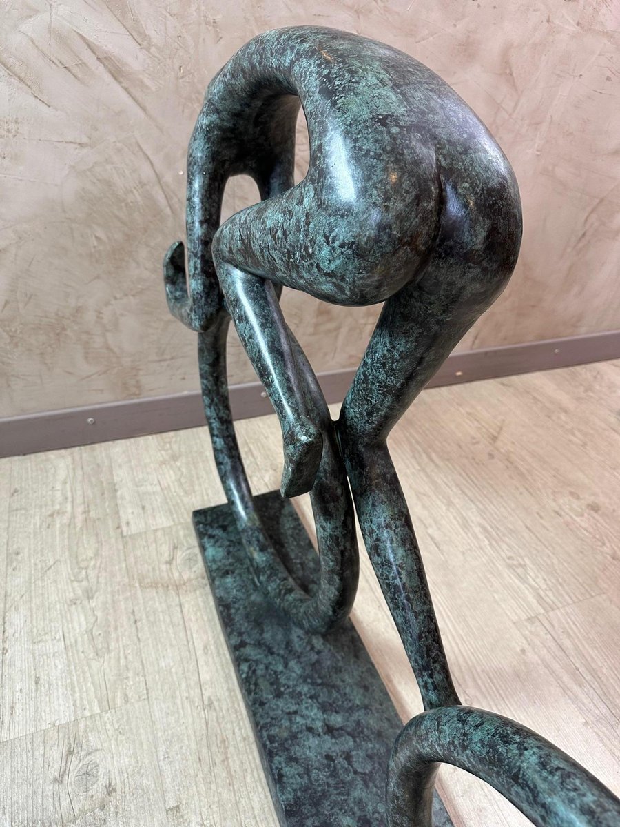 Dutch Artist, Cyclist Sculpture, 2000s, Bronze for sale at Pamono