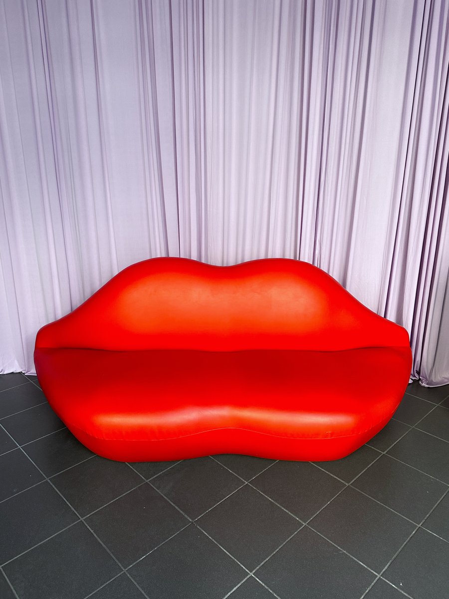 Vintage Lips Sofa in Faux Leather, 1990s for sale at Pamono