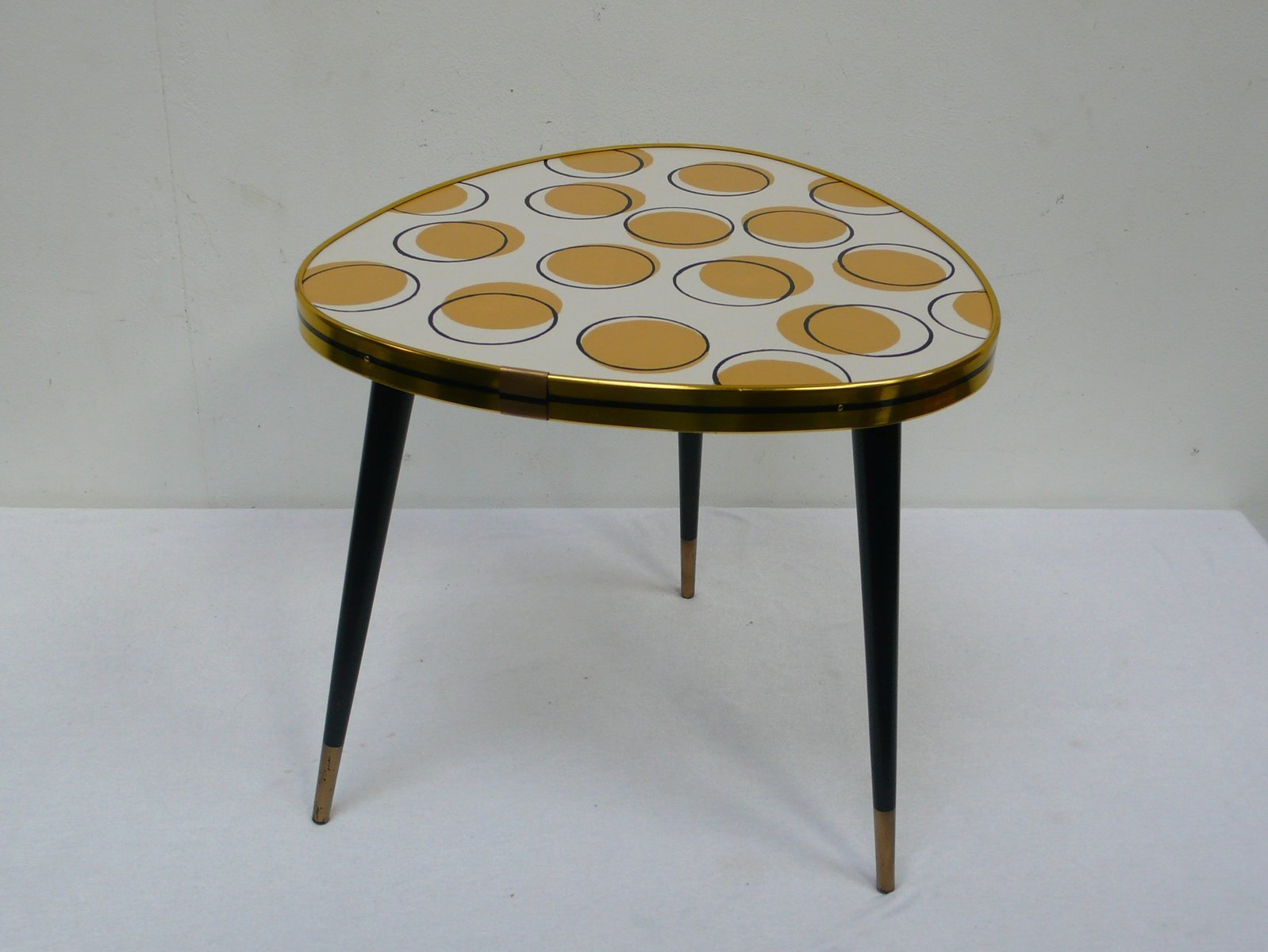 Small Mid-Century German Triangle-Shaped Side Table in White with ...