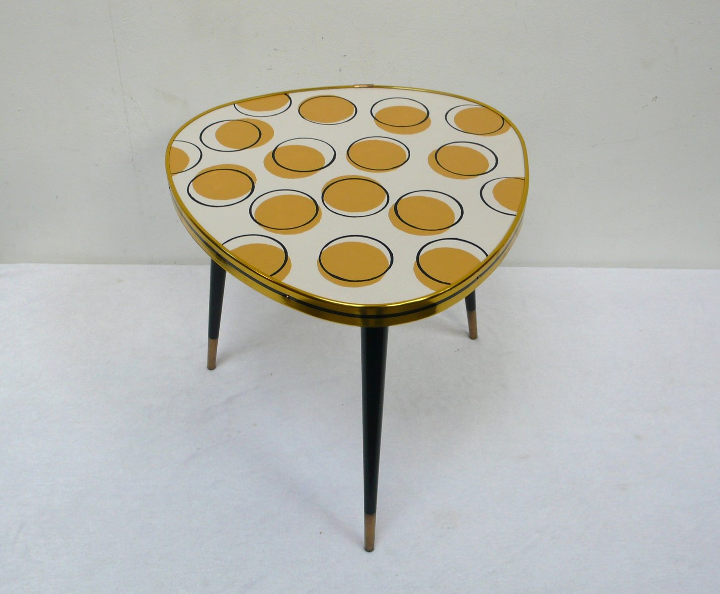 Small Mid-Century German Triangle-Shaped Side Table in White with ...