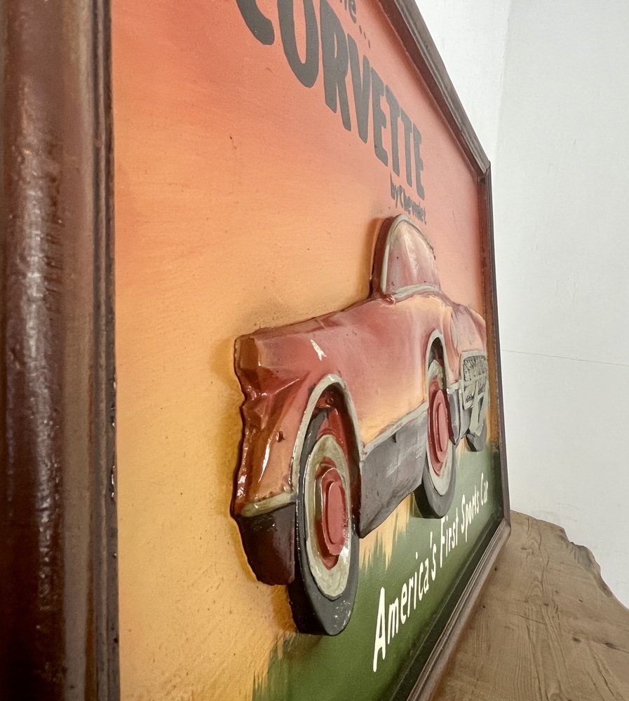 Vintage Wooden Chevrolet Corvette Advertising Sign for sale at Pamono
