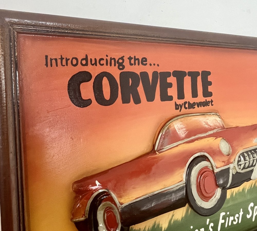 Vintage Wooden Chevrolet Corvette Advertising Sign for sale at Pamono