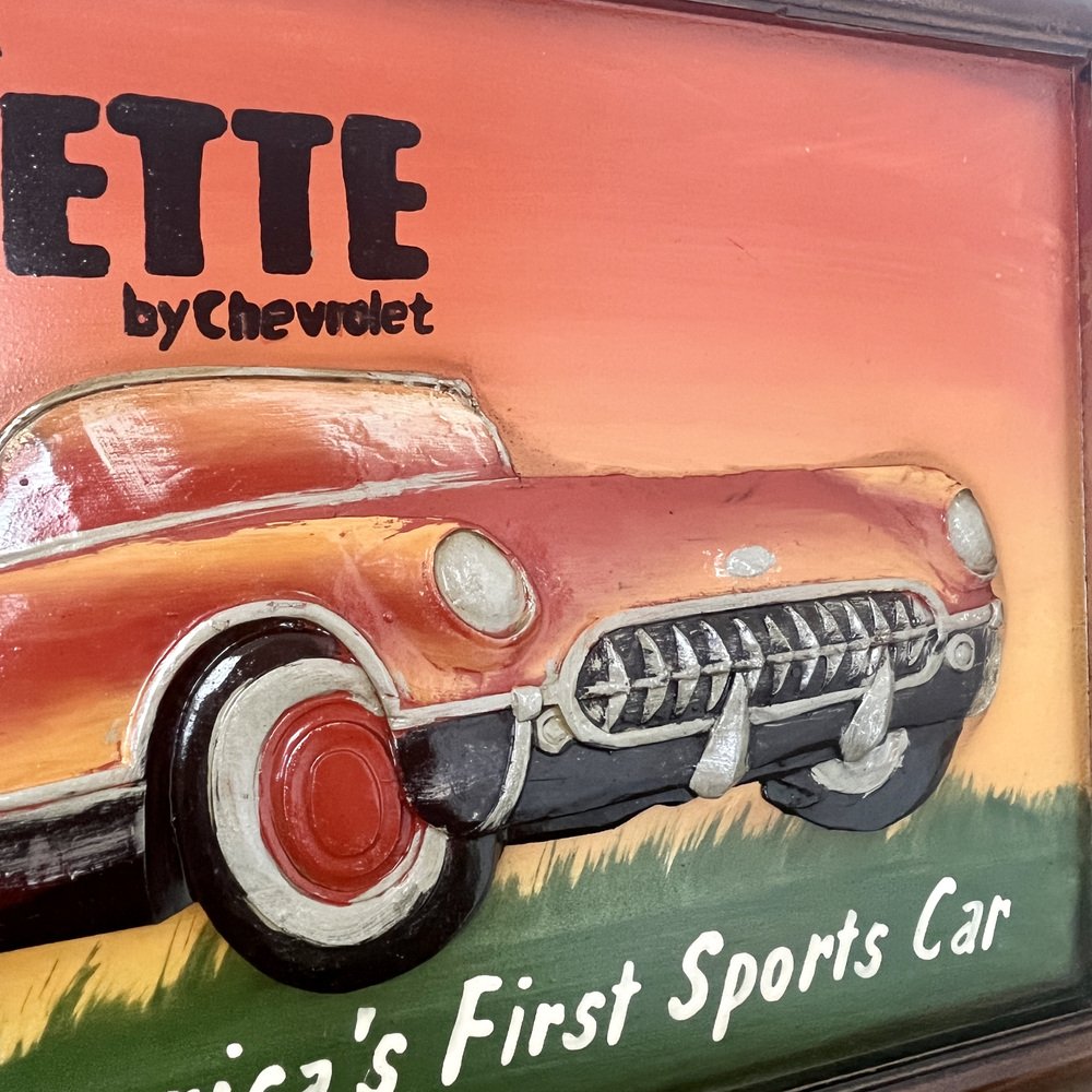 Vintage Wooden Chevrolet Corvette Advertising Sign for sale at Pamono
