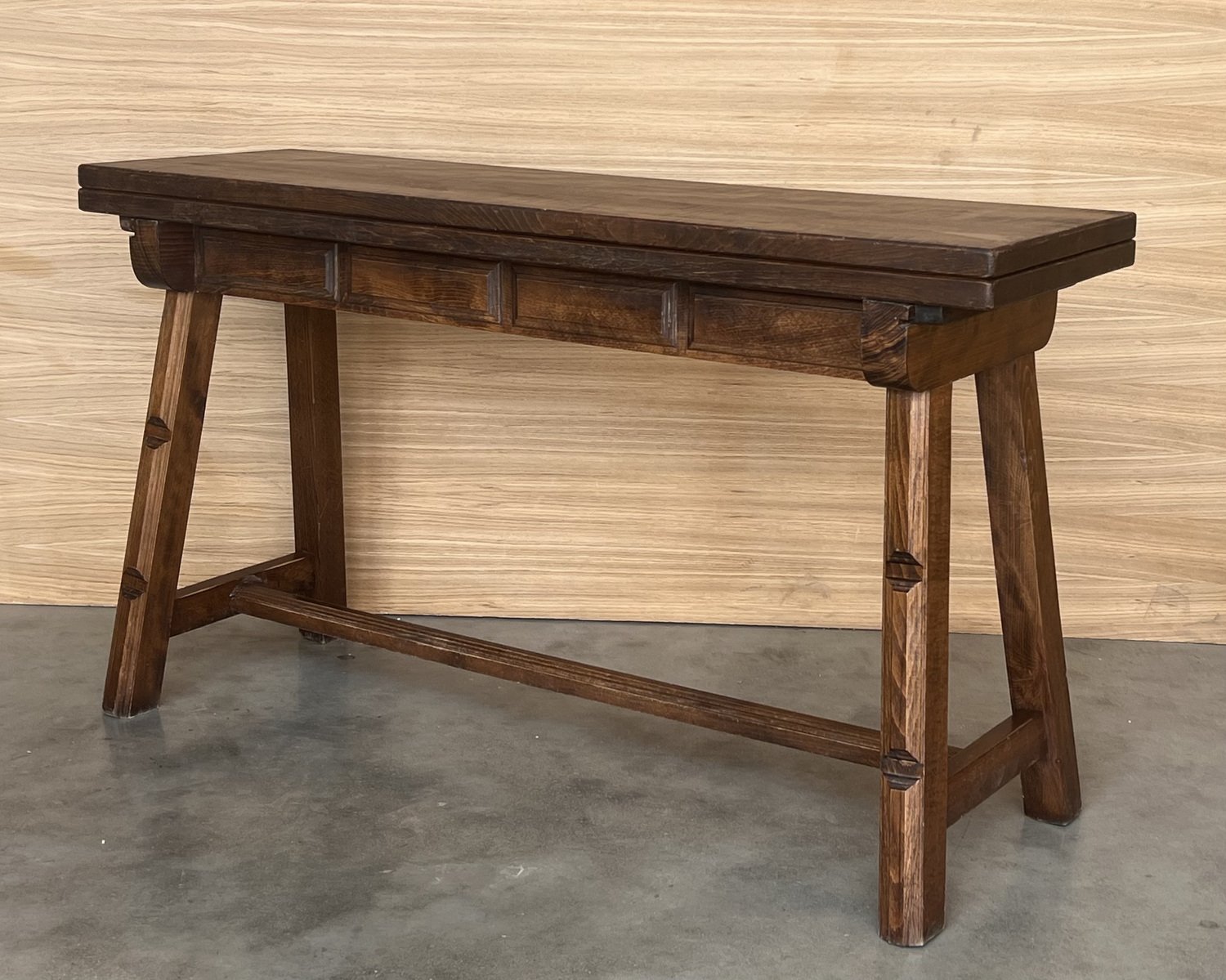 20th Century Spanish Console Fold Out Farm Table with Wood Stretcher ...