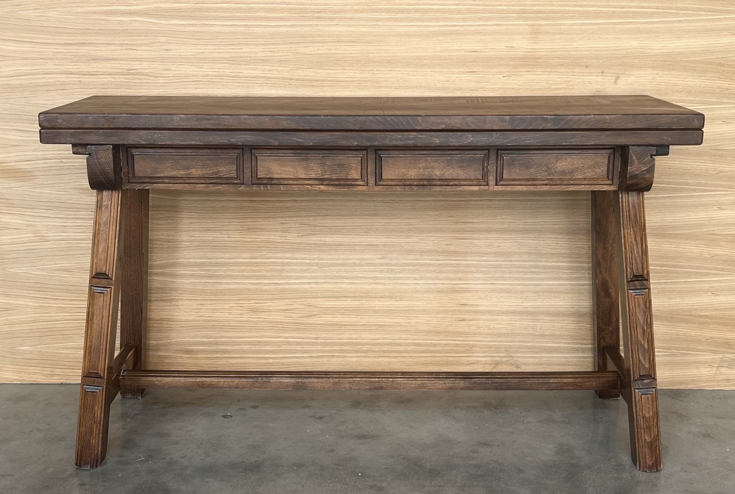 20th Century Spanish Console Fold Out Farm Table with Wood Stretcher ...