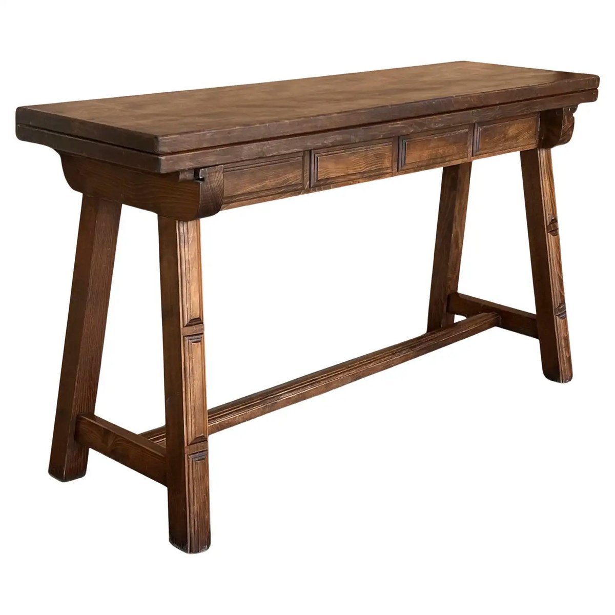 20th Century Spanish Console Fold Out Farm Table with Wood Stretcher ...