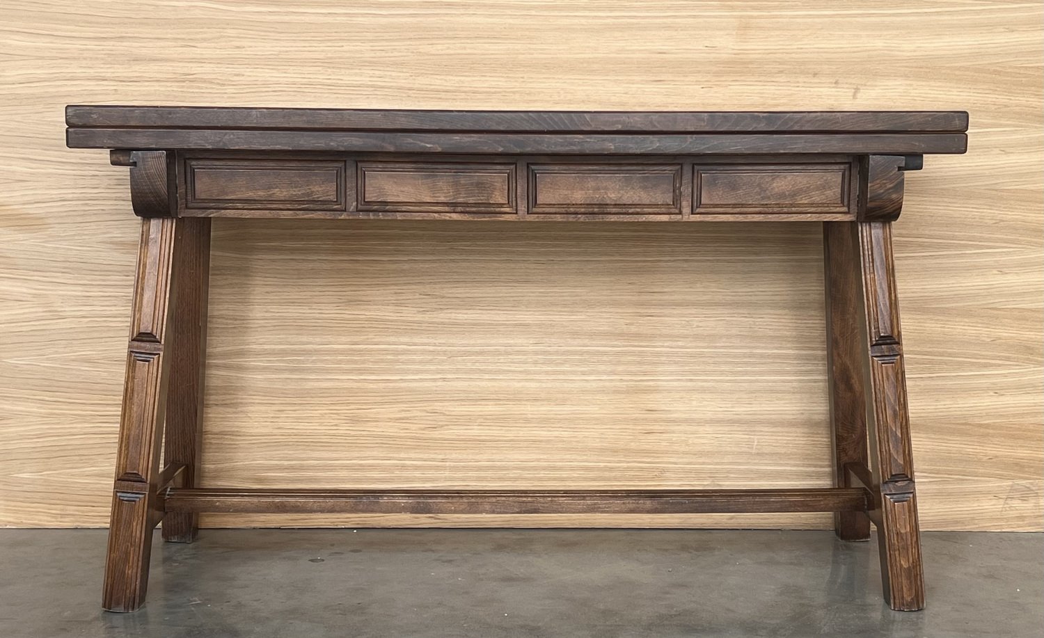 20th Century Spanish Console Fold Out Farm Table with Wood Stretcher ...