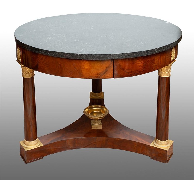 Antique Empire Coffee Table in Mahogany Feather with Black Belgian ...
