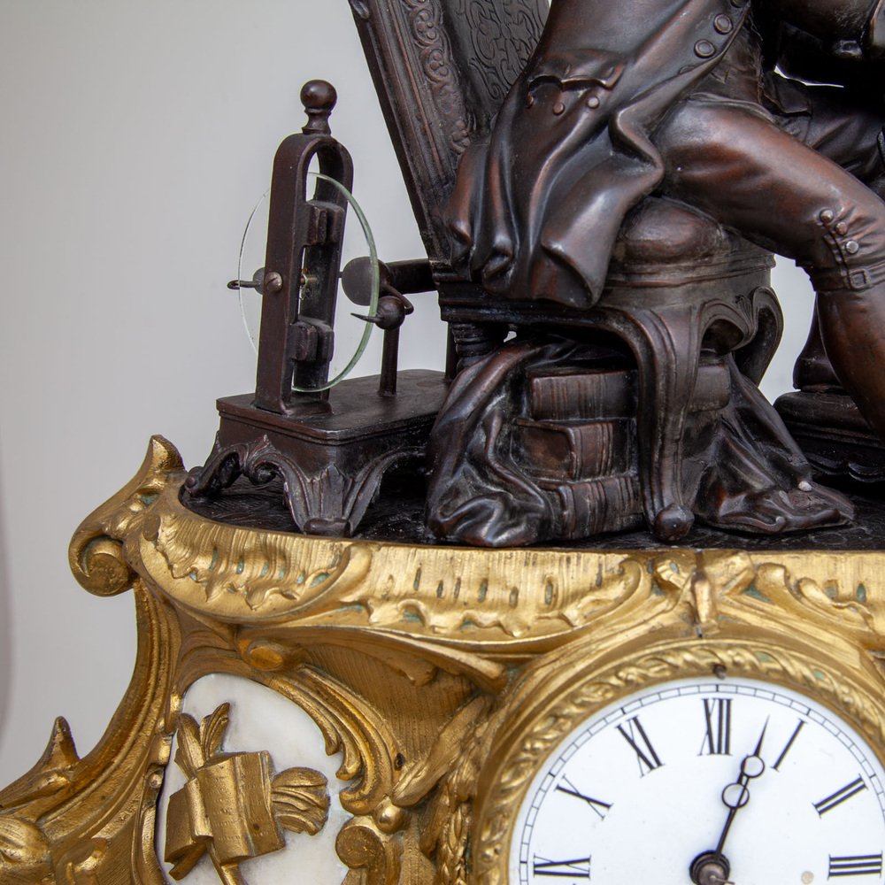 20th Century Mantel Clock with Seated Benjamin Franklin, France for ...