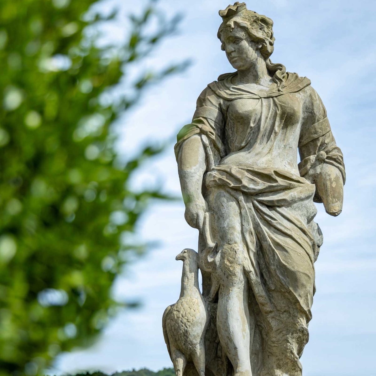 Garden Sculpture of Goddess Hera with Peacock, 1800s for sale at Pamono