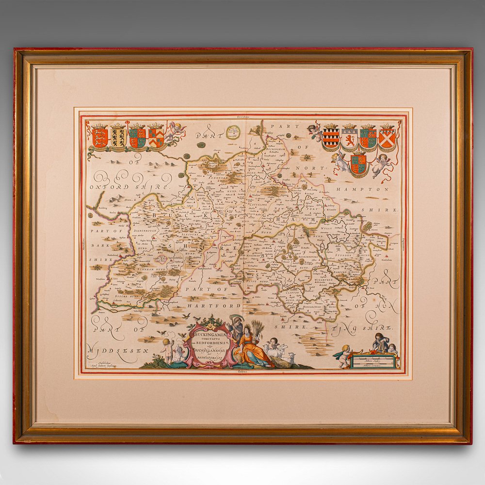 Dutch County Map Buckinghamshire - Bedfordshire by Janssonius for sale ...