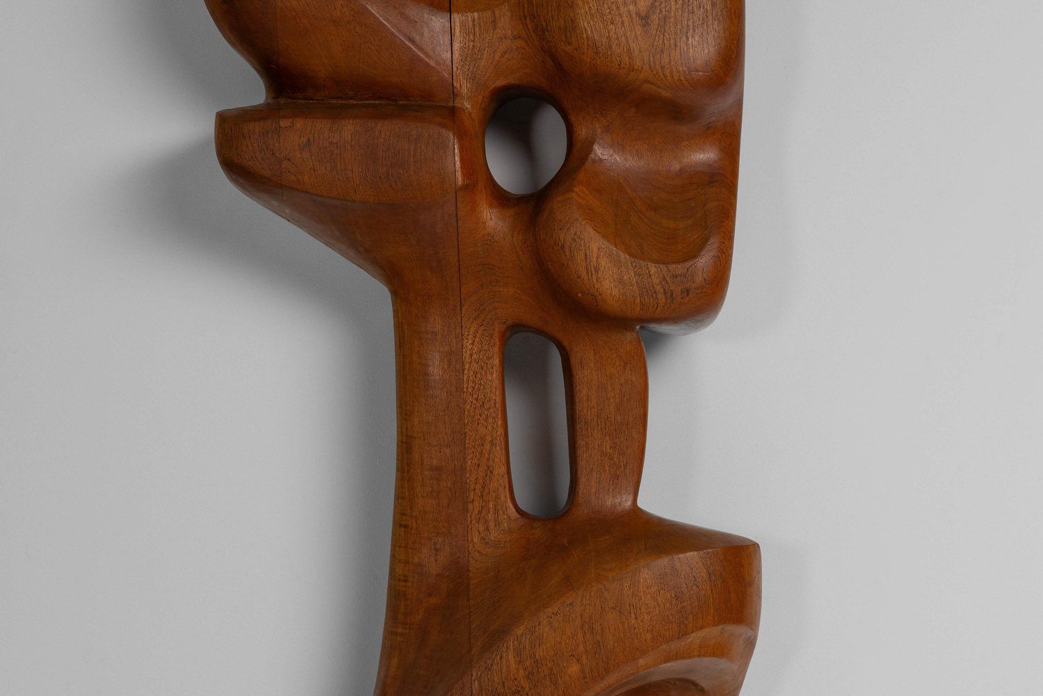 Abstract Modern Totem Wall Sculpture in Teak, 1960 for sale at Pamono