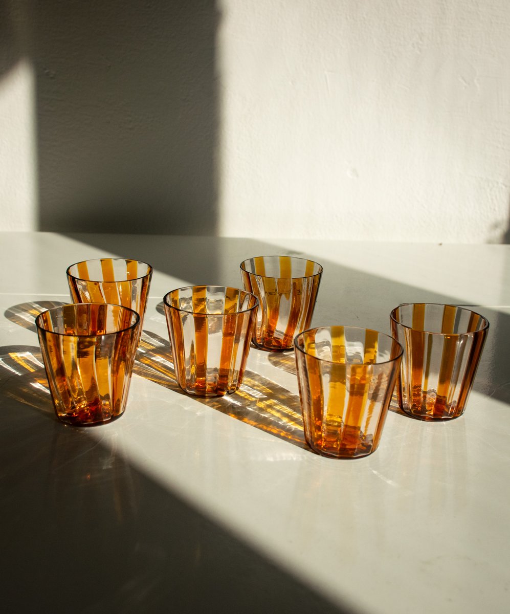 Short Drinking Glasses in Murano Glass by Mariana Iskra, Set of 6 for ...