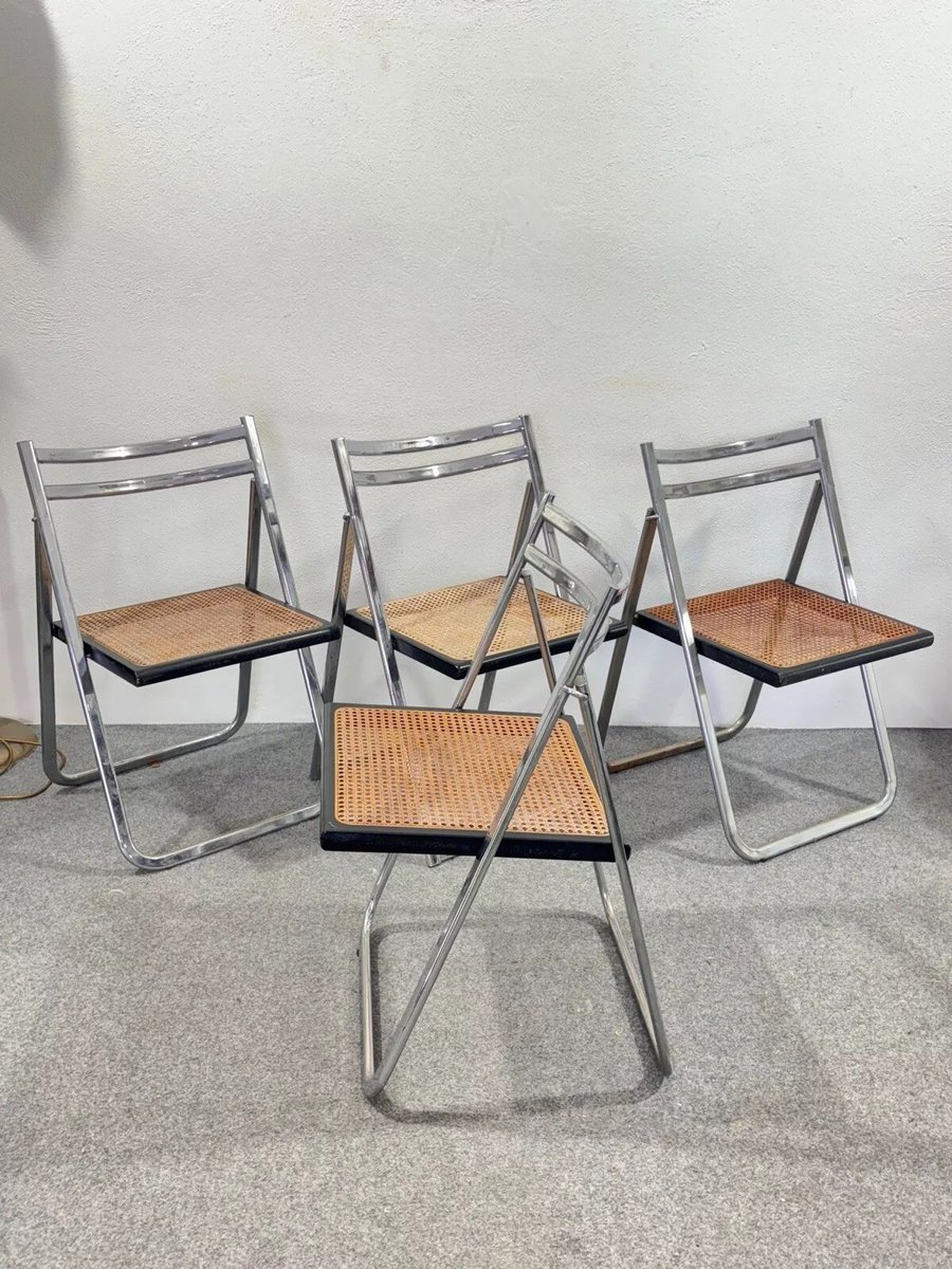 Rattan Flip Chairs from Arrben, 1970s, Set of 4 for sale at Pamono