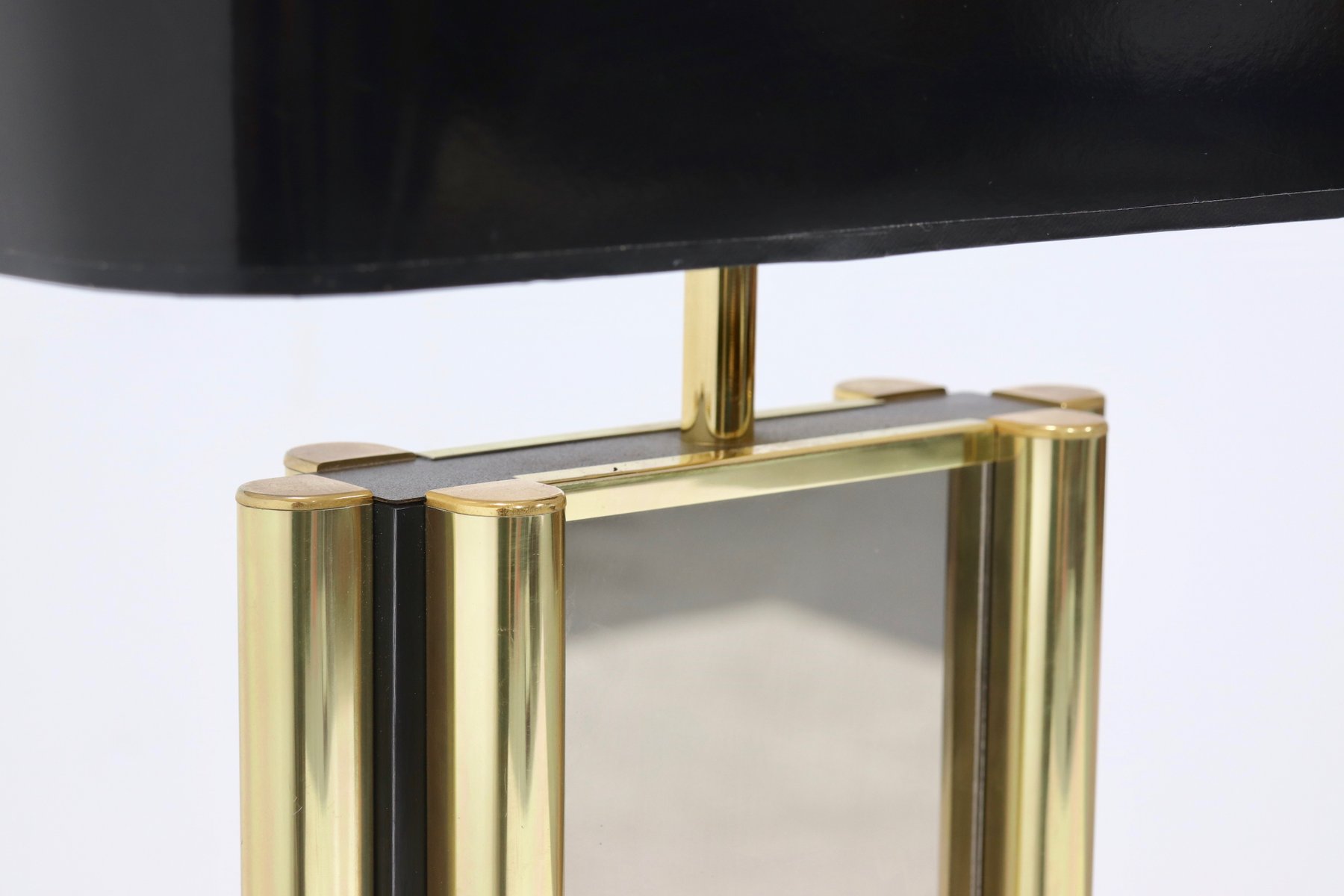 Large Belgian Table Lamp in Mirrored Glass and Brass, 1970s for sale at ...