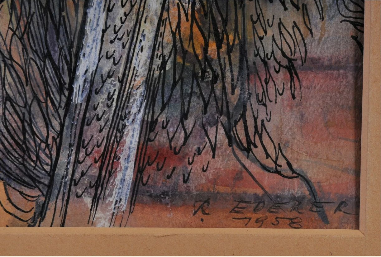 Robert Ederer, Figures in an Italian Cityscape, 1950s, Mixed Media for ...