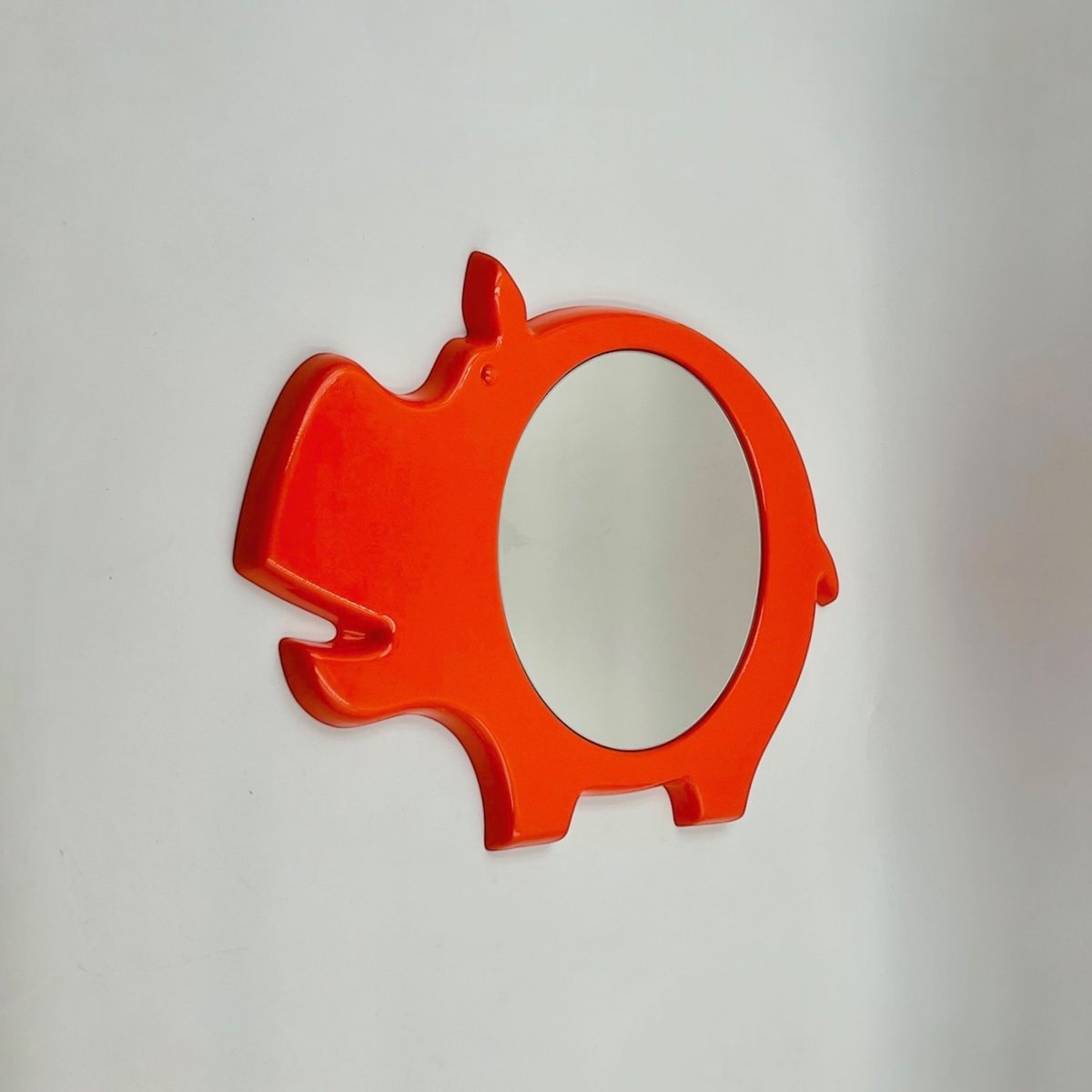 Space Age Orange Wall Mirror with Hippo Shape from Poss Denmark, 1960s ...