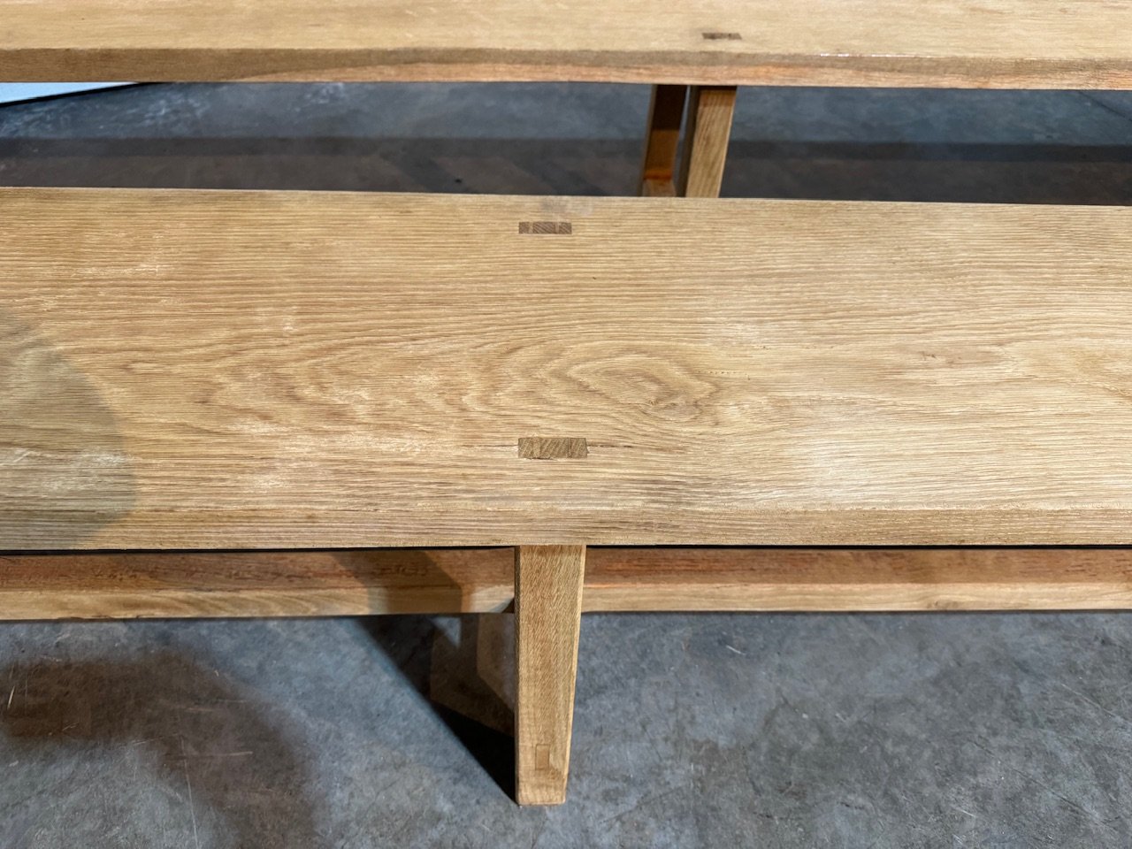 Set of Very Long Oak Dining Benches, 1930 for sale at Pamono