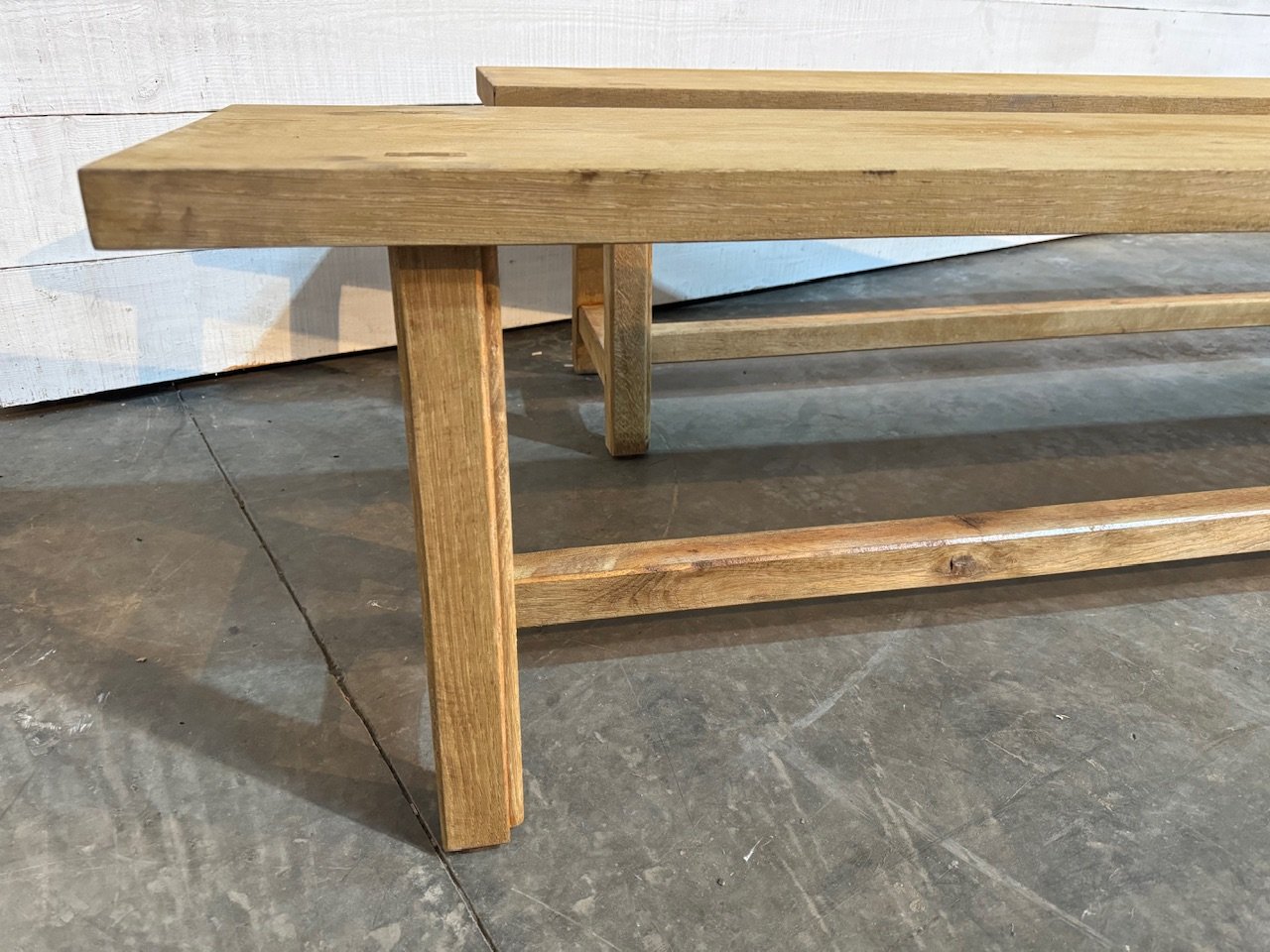 Very Long Oak Dining Benches, 1930, Set of 2 for sale at Pamono