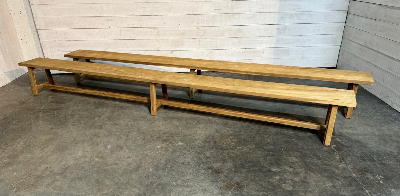 Set of Very Long Oak Dining Benches, 1930 for sale at Pamono