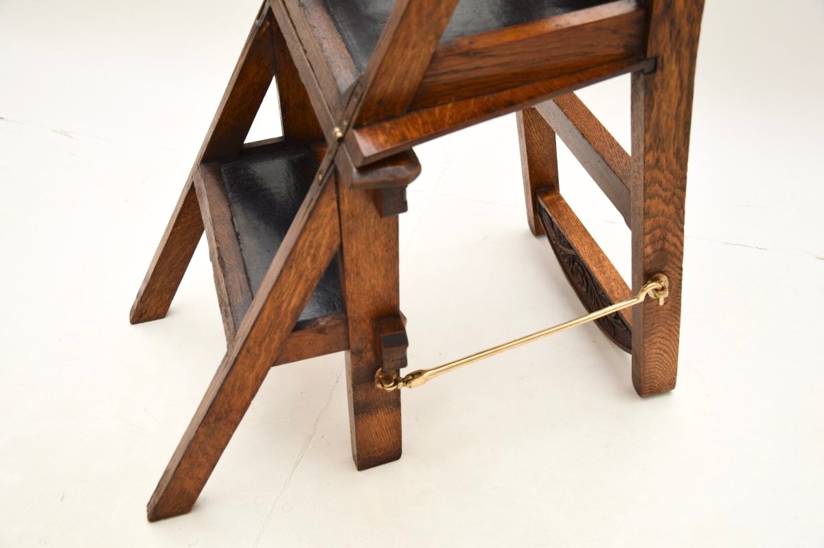 Victorian Oak Metamorphic Chair Library Steps, 1880s for sale at Pamono