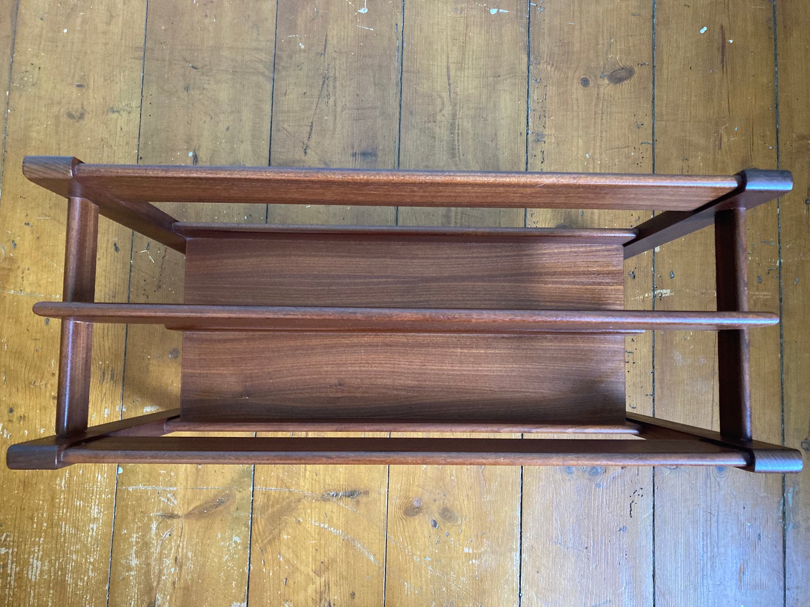 Mid-Century Teak Slatted Magazine Rack for sale at Pamono