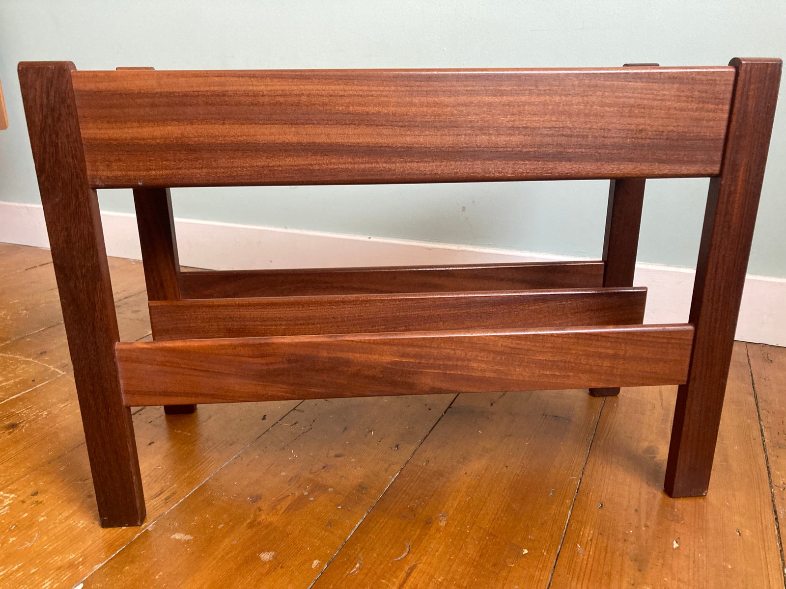 Mid-Century Teak Slatted Magazine Rack for sale at Pamono