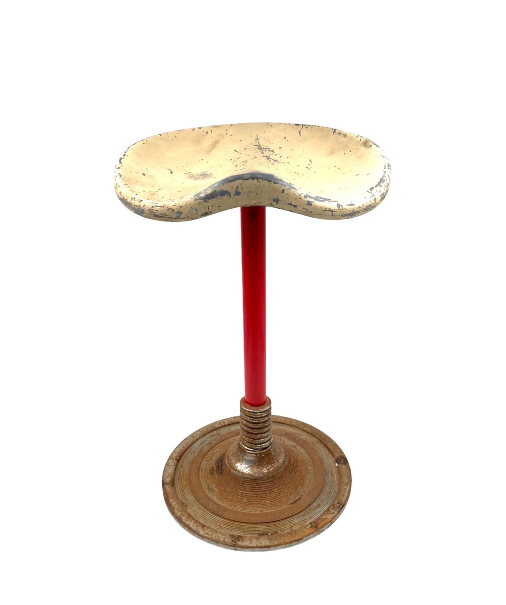 Mid-Century French Red Stool, 1950s for sale at Pamono