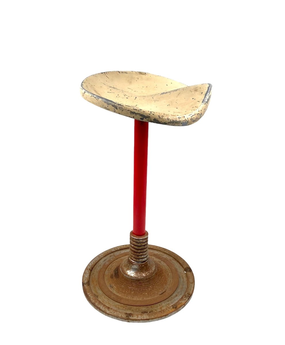 Mid-Century French Red Stool, 1950s for sale at Pamono
