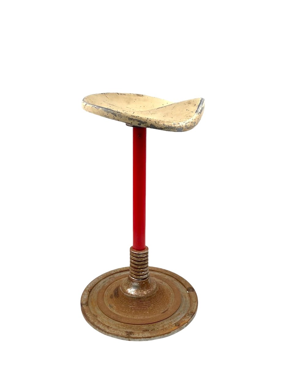 Mid-Century French Red Stool, 1950s for sale at Pamono