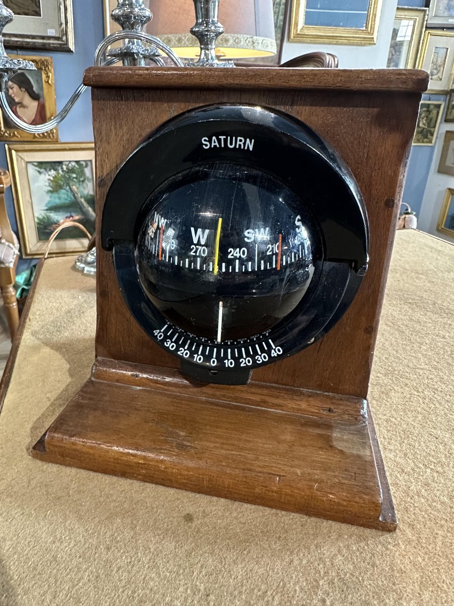 English Nautical Table Compass Mounted on an Oak Wood Structure for ...