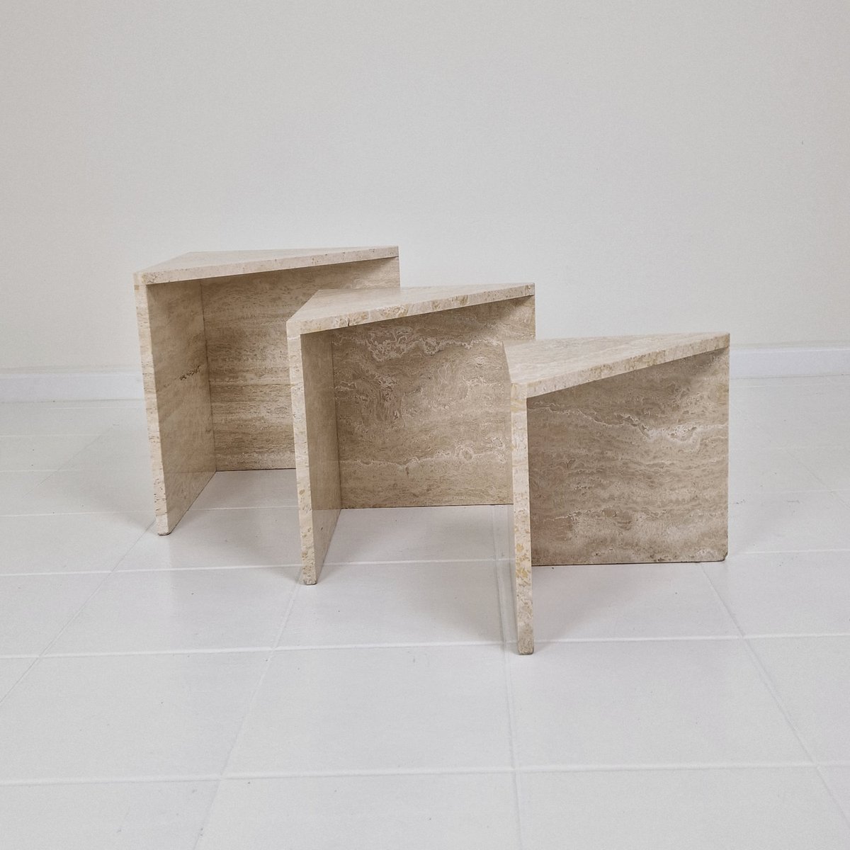 Italian Travertine Nesting Tables, 1980s, Set of 3 for sale at Pamono