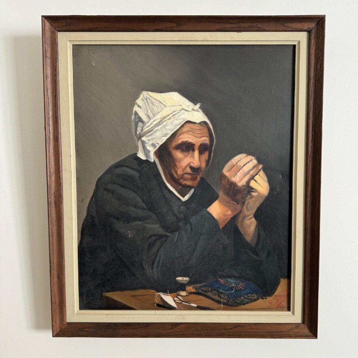 M. Dorion, Portrait of a Breton Woman at Work, Oil on Canvas, 1893 for ...