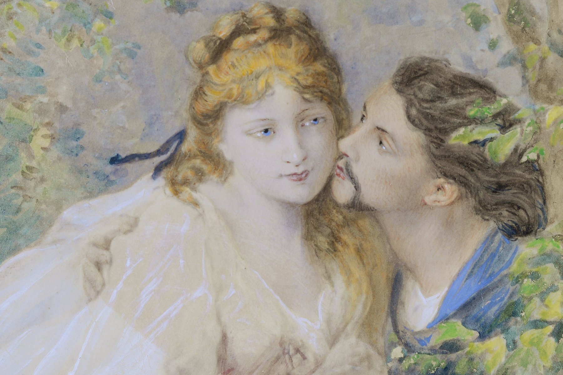 Victorian Artist, Romantic Scene, Watercolour, 1800s for sale at Pamono