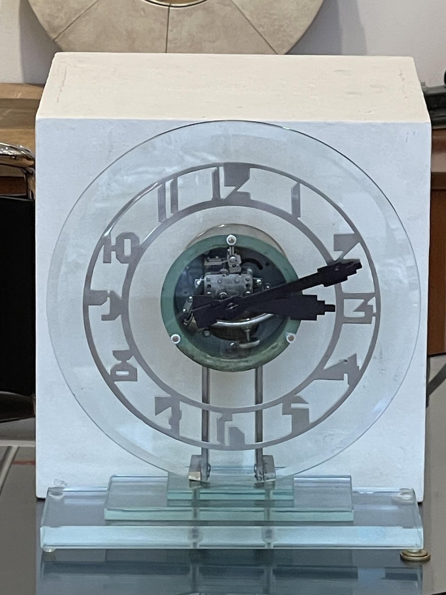 Art Deco Transparent Glass Electric Pendulum Clock from Ato, France ...
