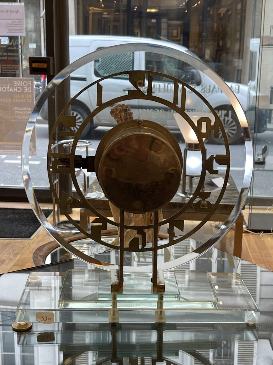Art Deco Transparent Glass Electric Pendulum Clock from Ato, France ...