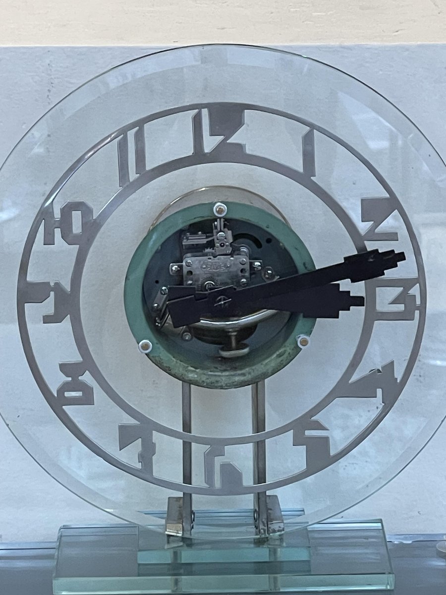 Art Deco Transparent Glass Electric Pendulum Clock from Ato, France ...